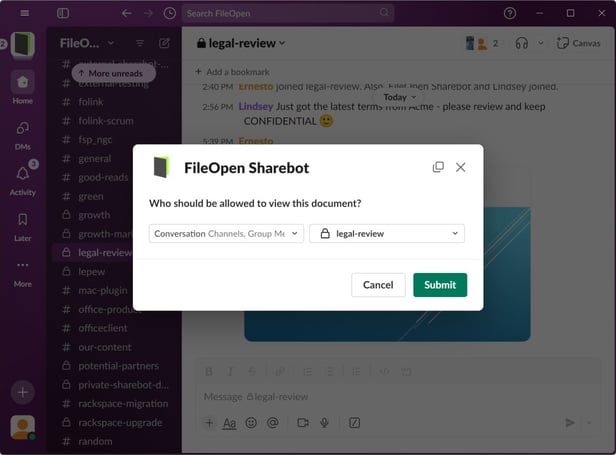 FileOpen Sharebot for Slack